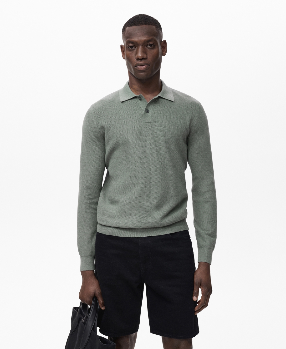 Click here for Mango Mens Micro-Structured Cotton Polo Shirt - Fo... prices