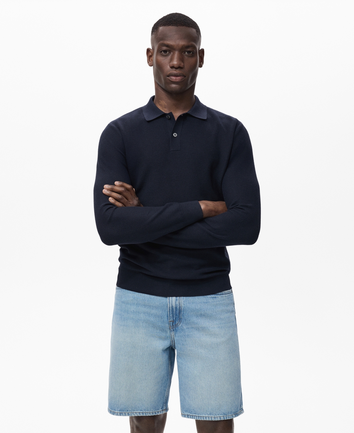Click here for Mango Mens Micro-Structured Cotton Polo Shirt - Na... prices