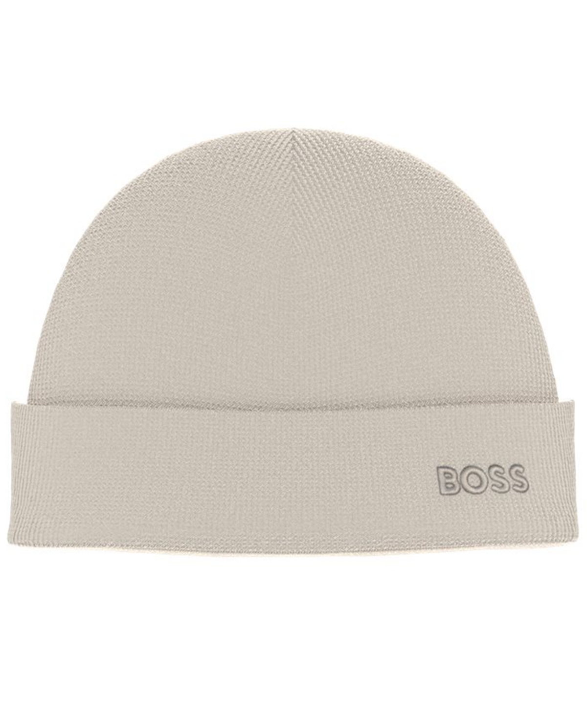 Click here for Hugo Boss Mens Waffle Logo Detail Beanie - Cream prices