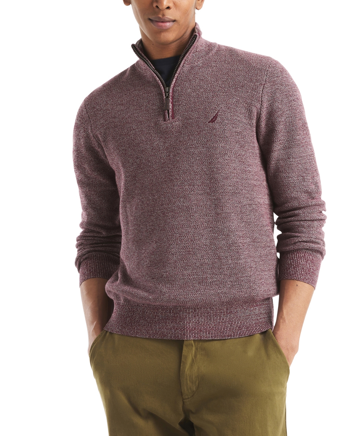 Click here for Nautica Mens Ribbed Collar Sweater - Zinfandel prices