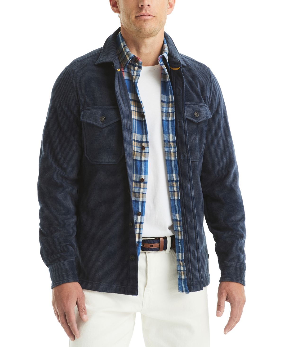 Click here for Nautica Mens Polar Fleece Button-Up Shirt - Navy S... prices