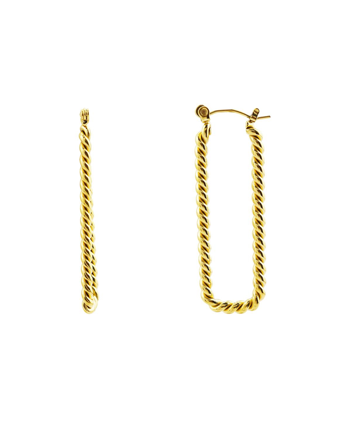 Click here for Rebl Jewelry Rectangle Twist Hoop Earring - Gold prices