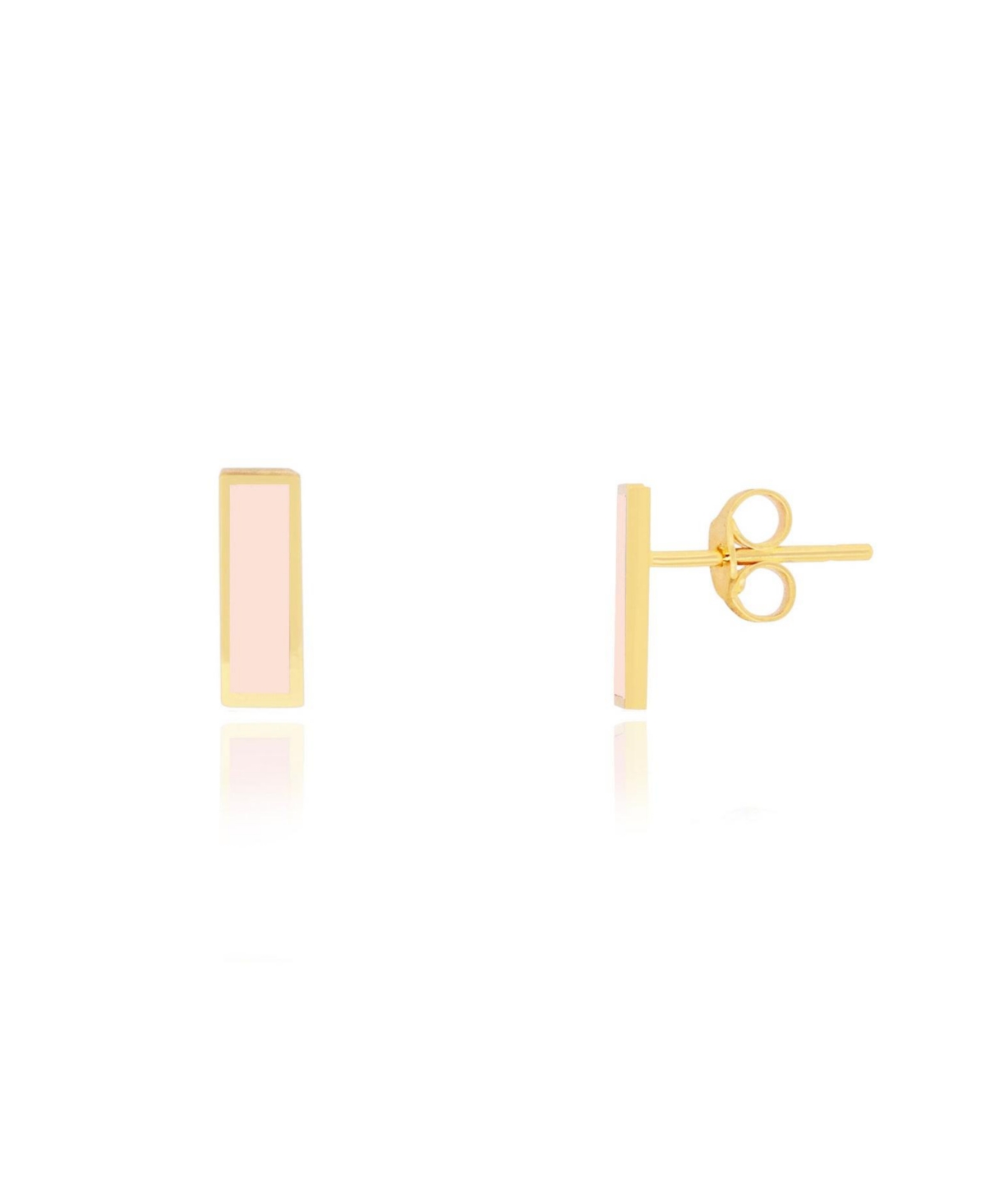 Click here for The Lovery Pink Pearl Bar Stud Earrings 14K Gold -... prices