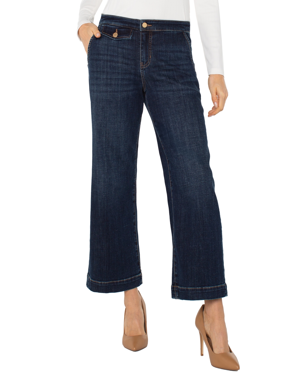 Liverpool Los Angeles Womens Cropped Stride Wide Leg Jeans - Albany
