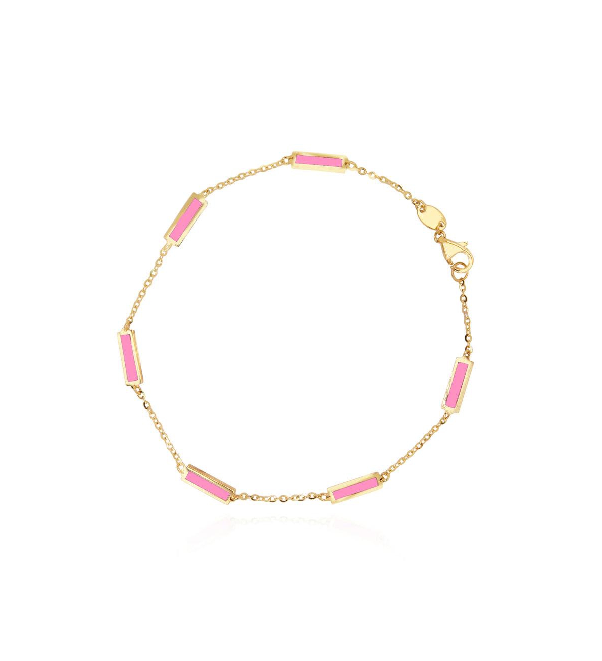 Click here for The Lovery Bubblegum Pink Bar Chain Bracelet 14K G... prices