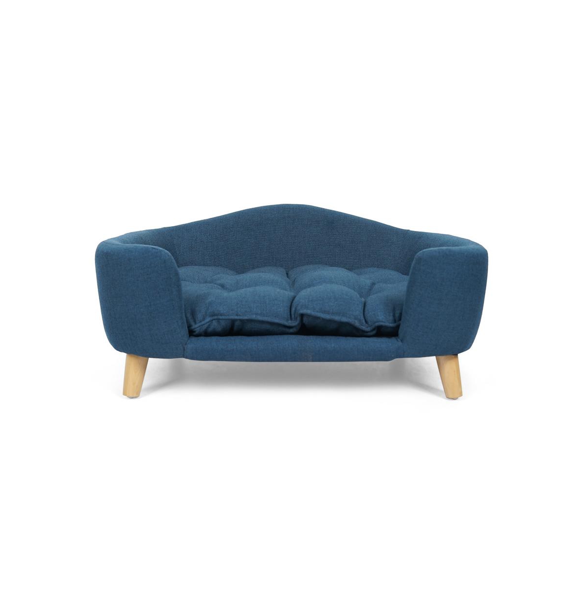 Click here for Zeus & Ruta Blue Corduroy Elevated Pet Couch with... prices