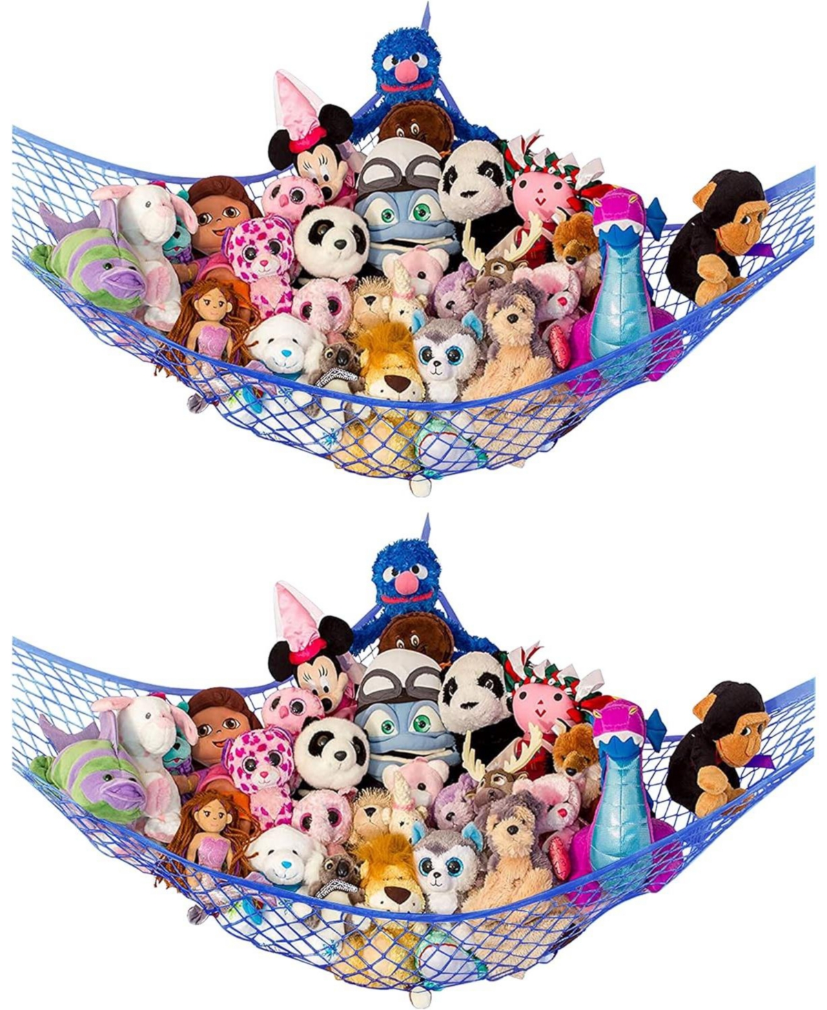 Lillys Love Toddler Stuffed Animal Net Hammock  Jumbo Extra Large Corner Hanging Toy Storage Organizer  White  2 Pack - Blue - standard