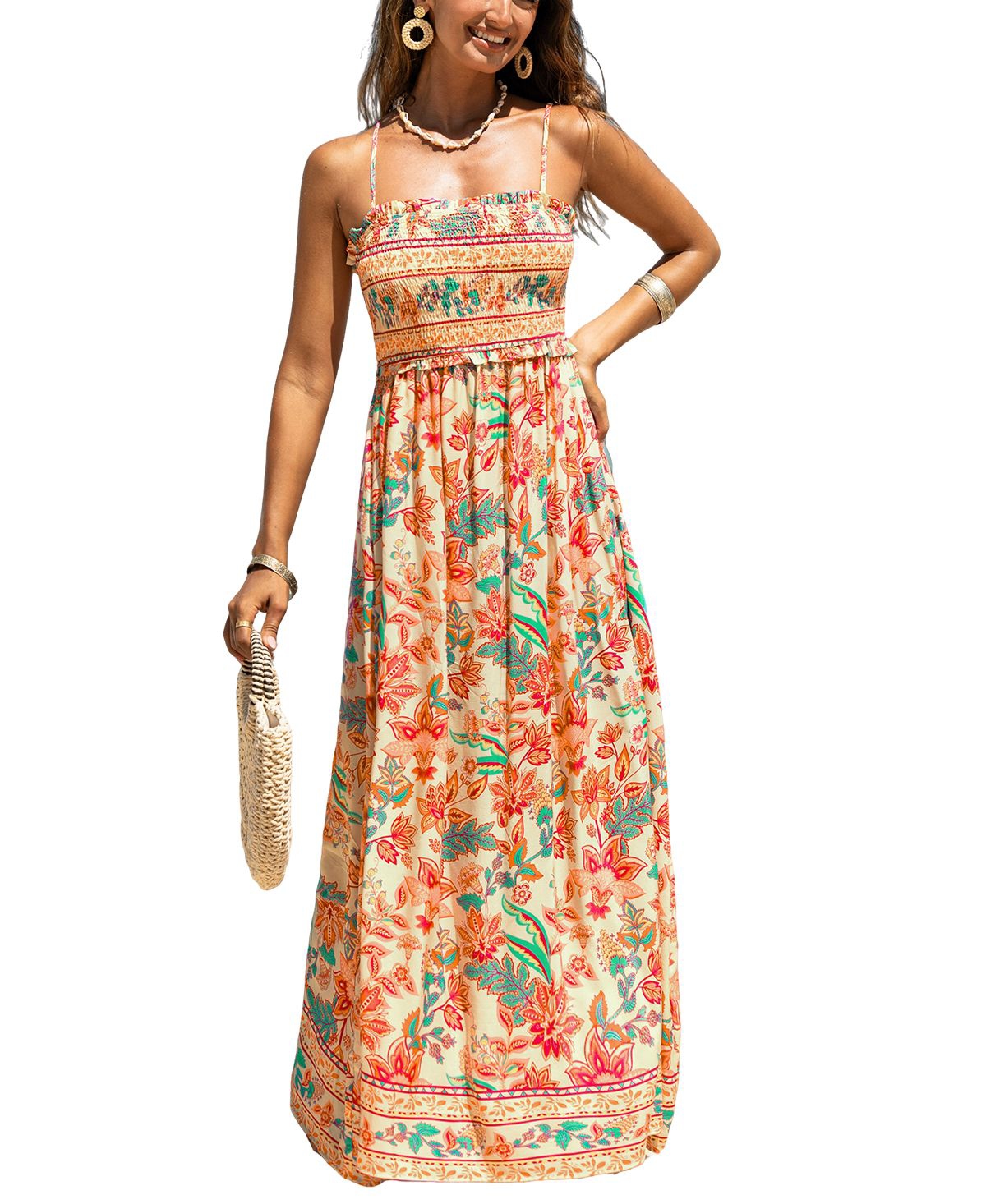 Click here for Cupshe Womens Papaya Punch Floral Maxi Beach Dress... prices