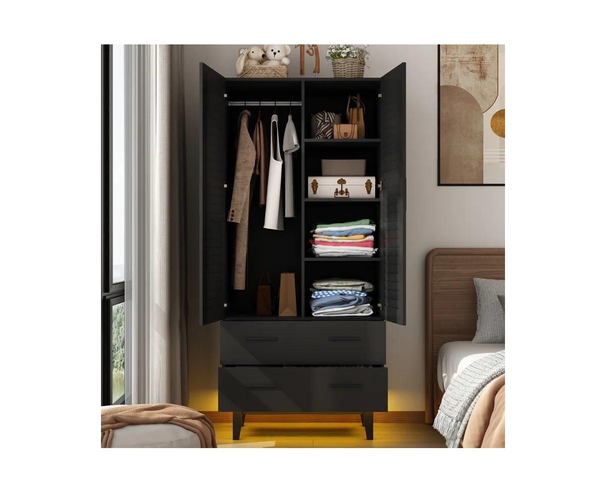 Click here for Slickblue Mid-Century Wardrobe Armoire with Louver... prices