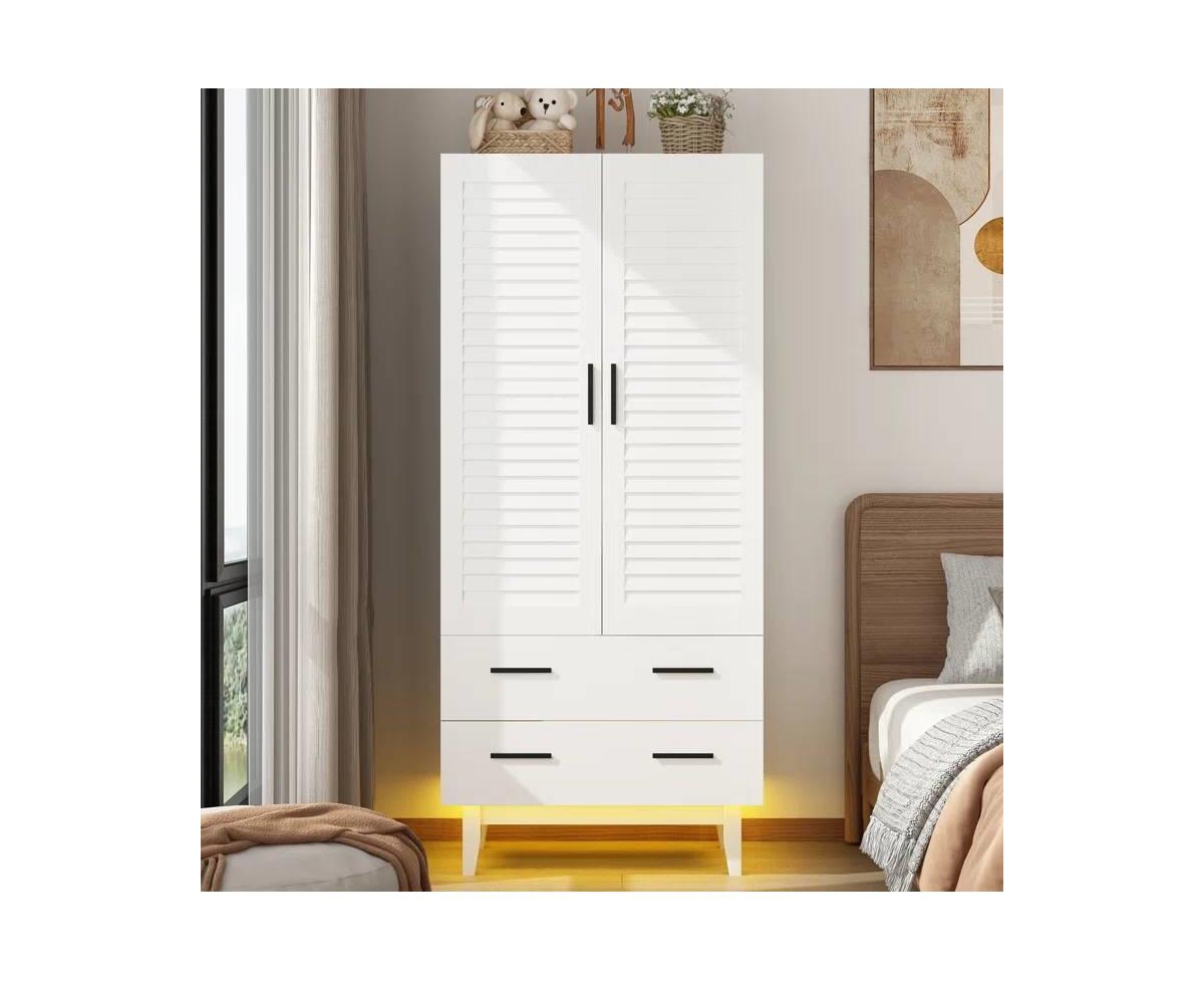 Click here for Slickblue Mid-Century Wardrobe Armoire with Louver... prices