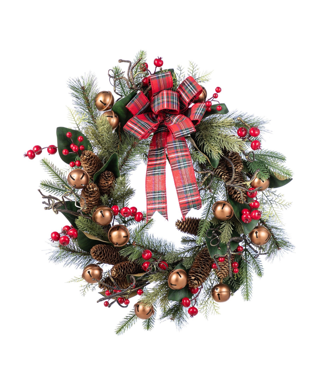 Click here for Glitzhome 24 Christmas Bell Pinecone and Berry Bow... prices