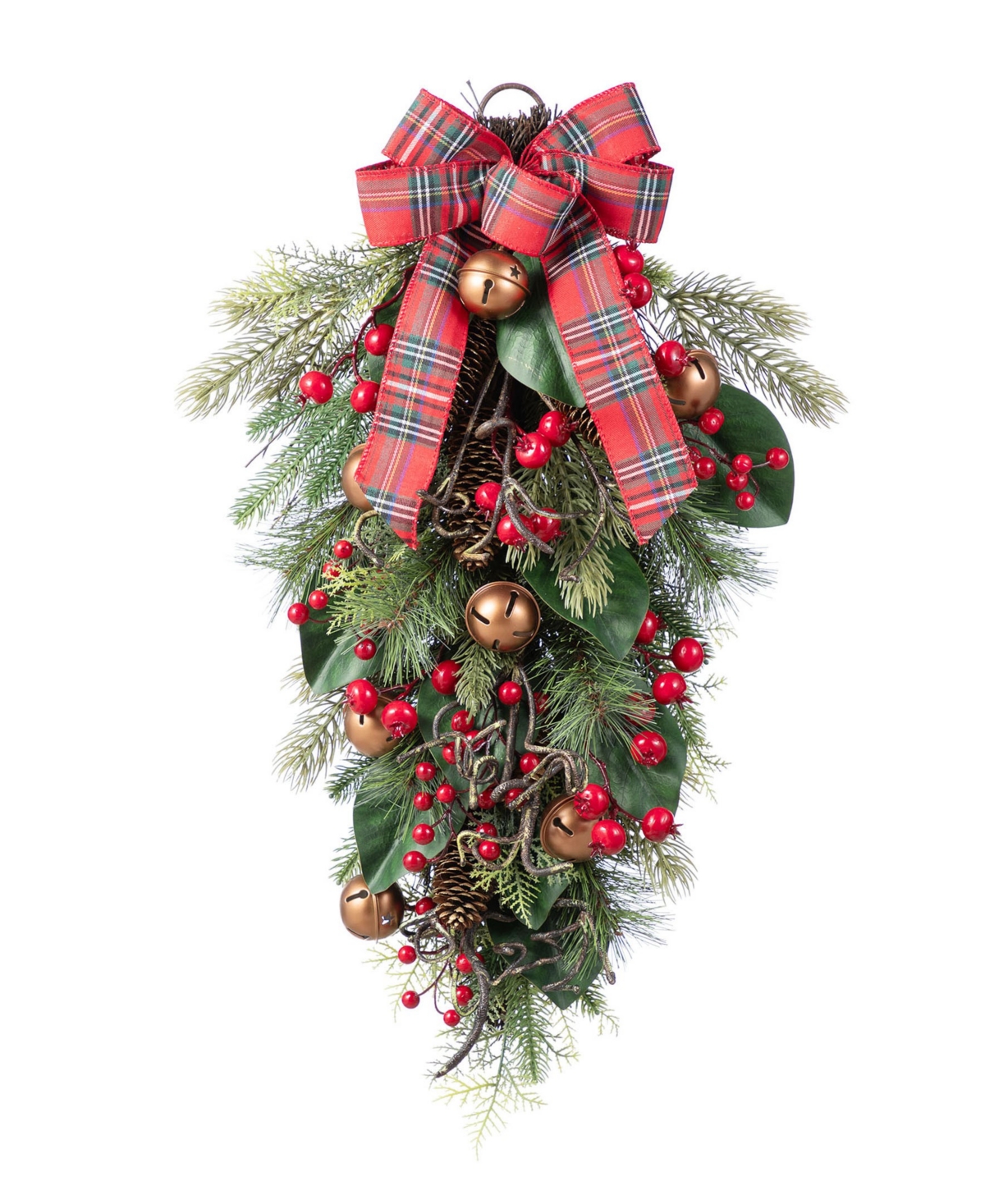 Click here for Glitzhome 28 Christmas Bell Pinecone and Berry Bow... prices