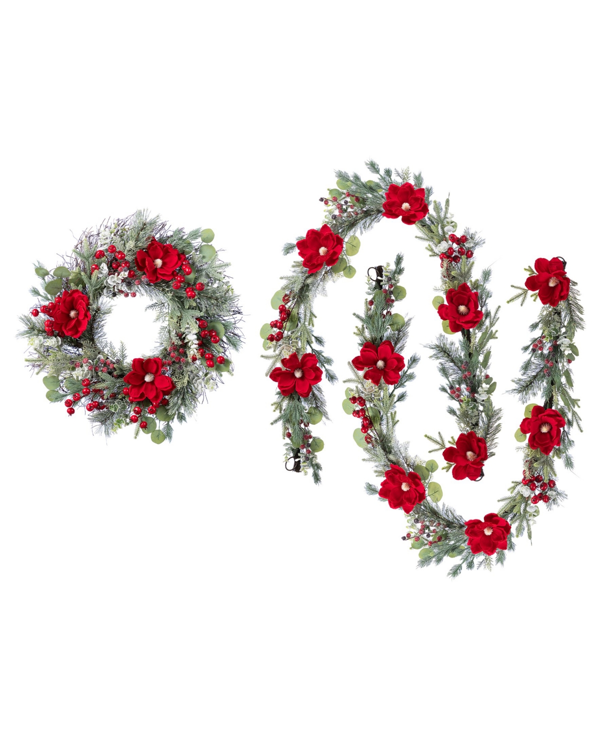 Click here for Glitzhome Christmas Mangnolia Berry Wreath and Mat... prices