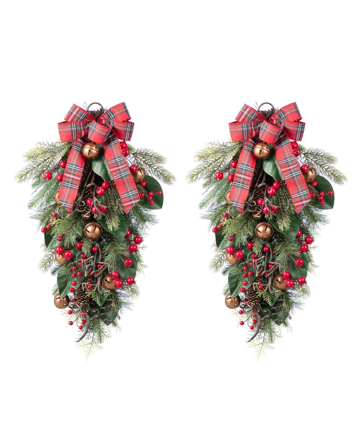 Click here for Glitzhome Christmas Bell Pinecone and Berry Bow Te... prices