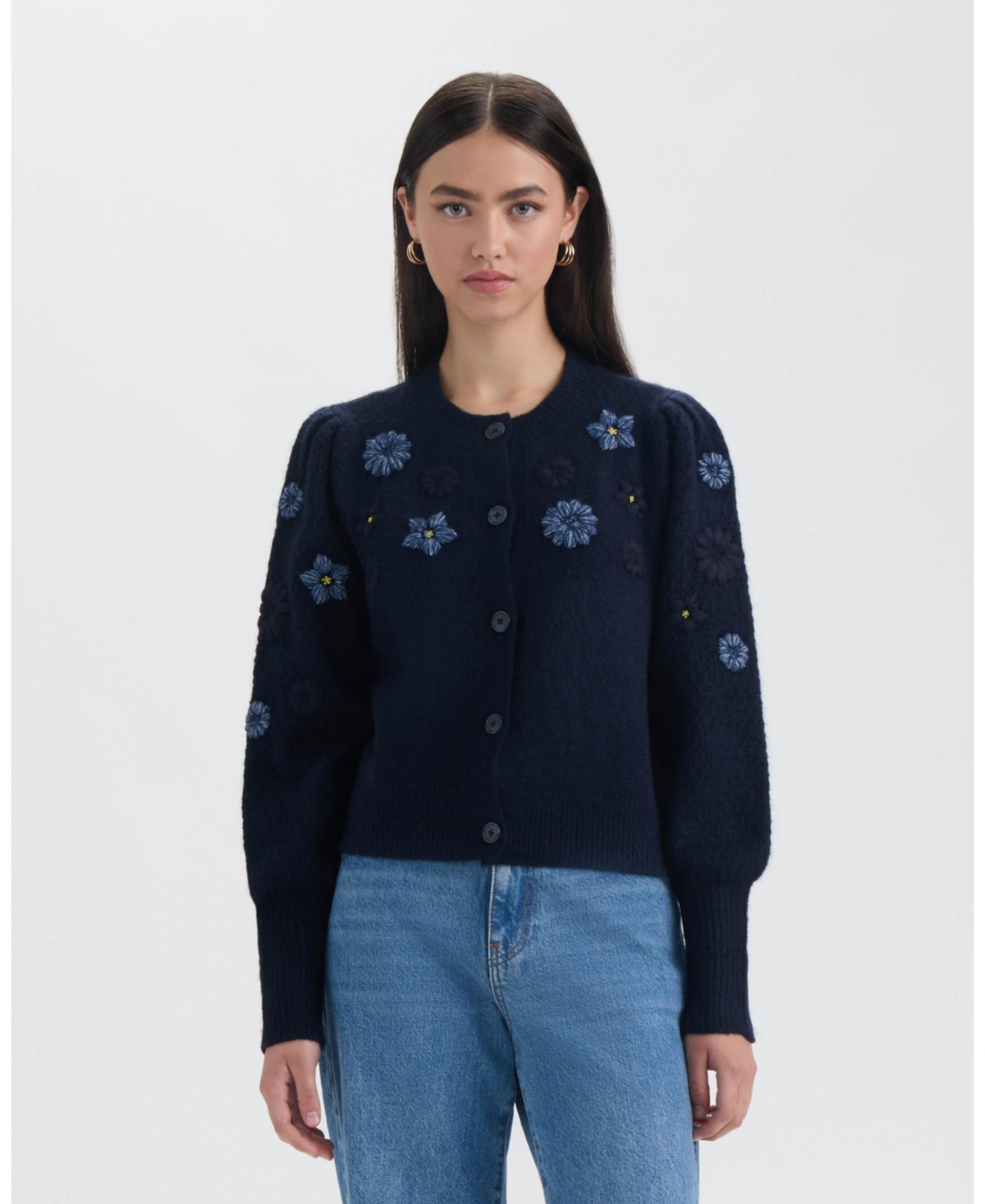 Click here for Nvlt Womens Front Cardigan with Embroidery - Navy prices