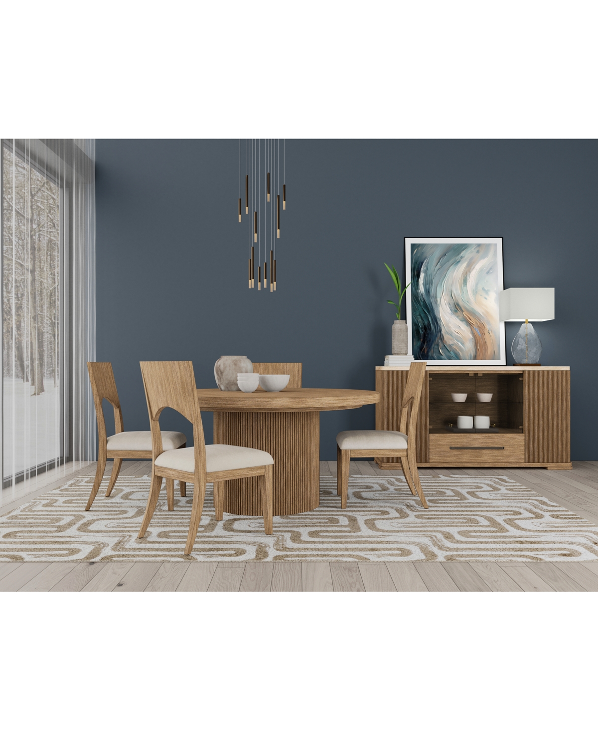 Click here for Frandlyn 5pc Dining Set (Round Table + 4 Side Chai... prices