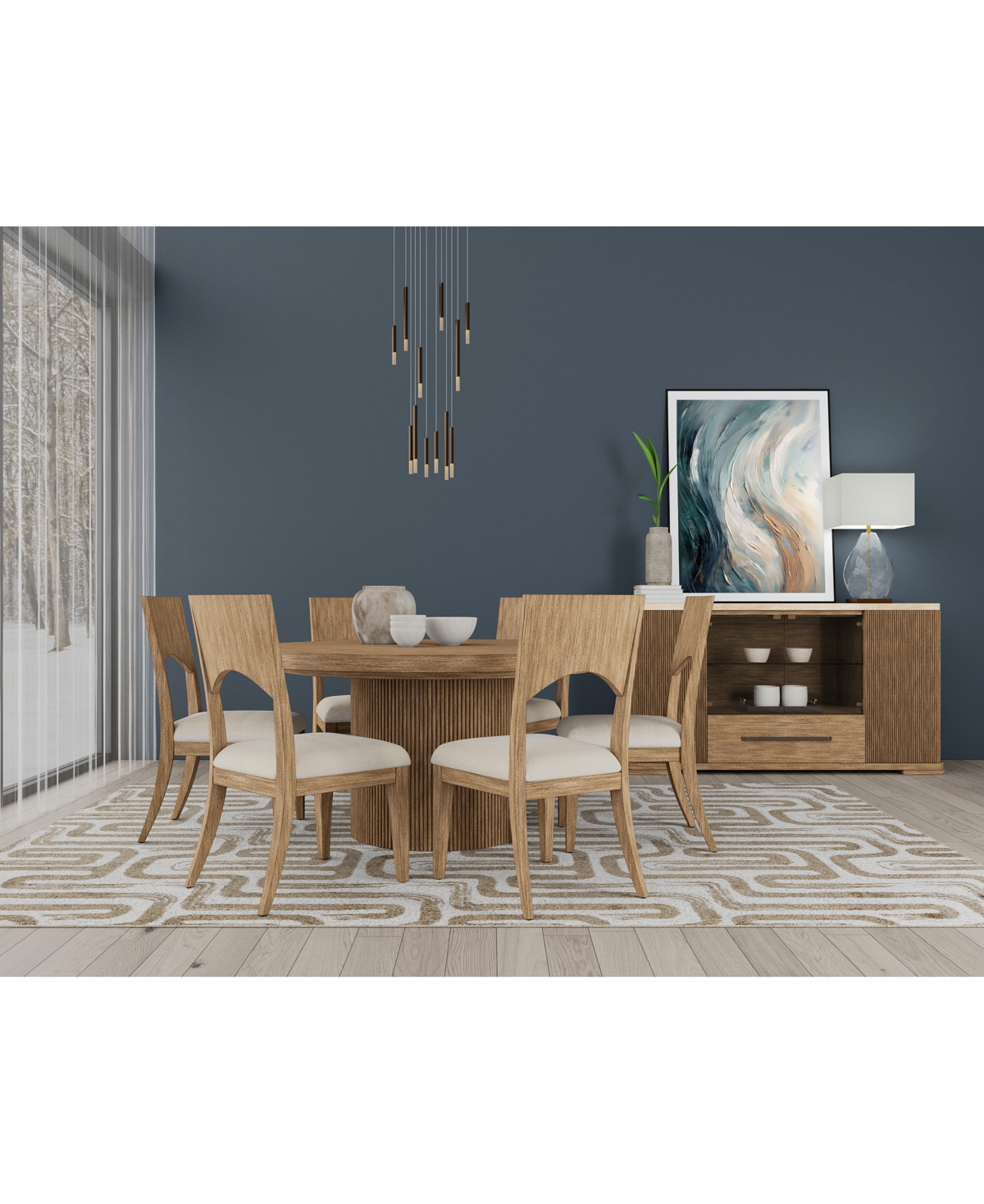 Click here for Frandlyn 7pc Dining Set (Round Dining Table + 6 Si... prices