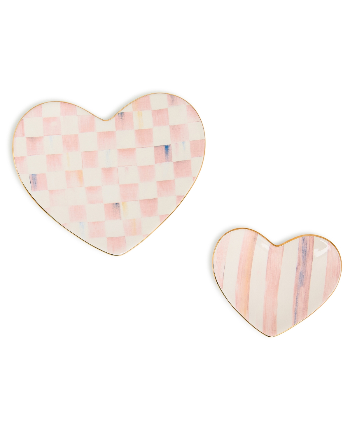 MacKenzie-Childs Rosy Heart Trinket Dishes  Set of 2 - Multi