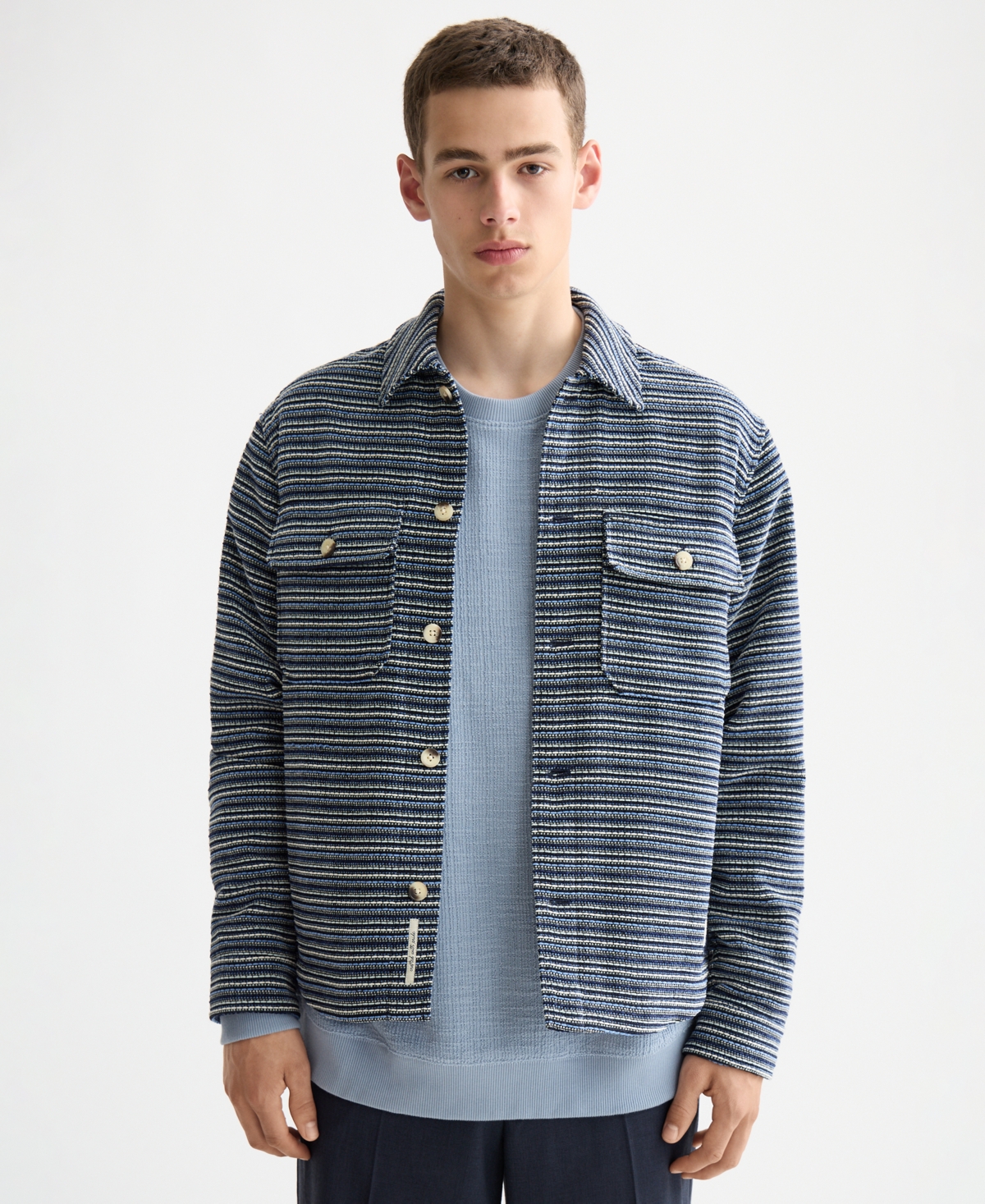 Click here for Scotch & Soda Mens Long Sleeve Striped Overshirt -... prices