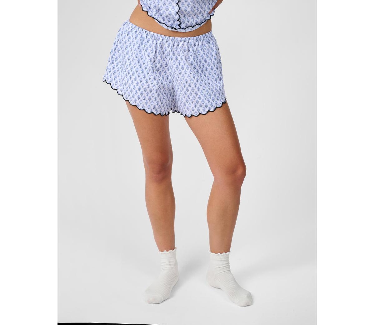 Click here for WeWoreWhat Scallop Pajama Shorts - Baby blue multi prices