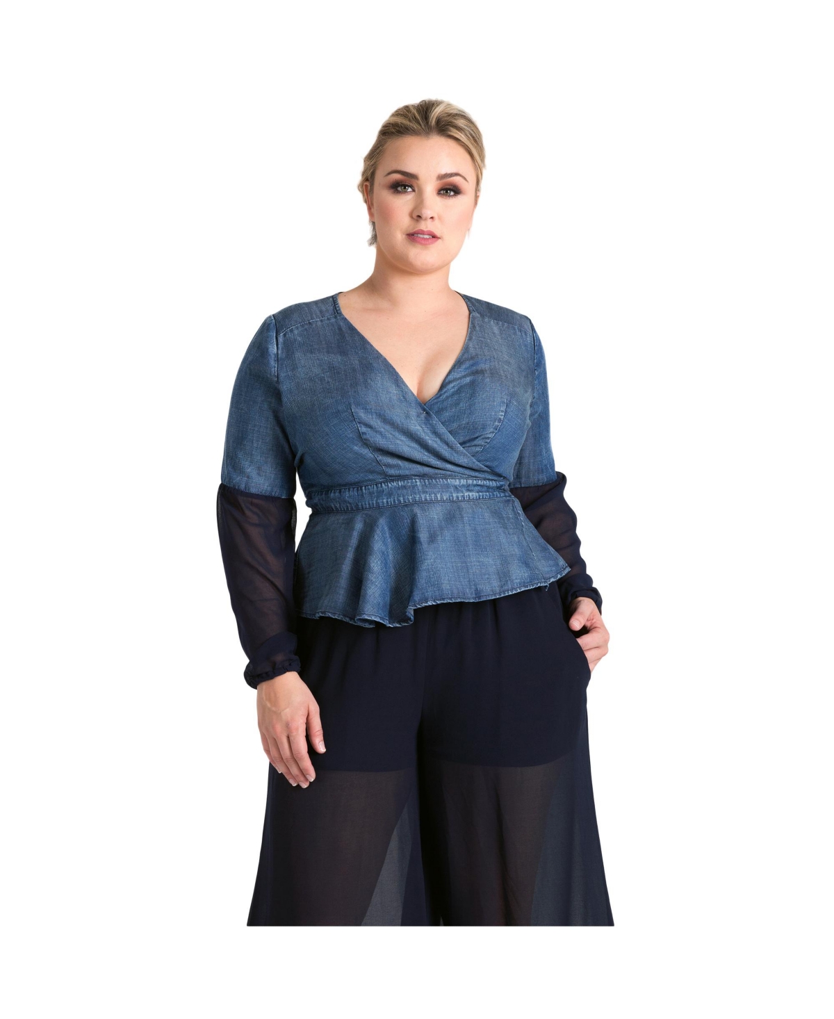 Click here for Standards & Practices Plus Size Tencel Denim Puff... prices