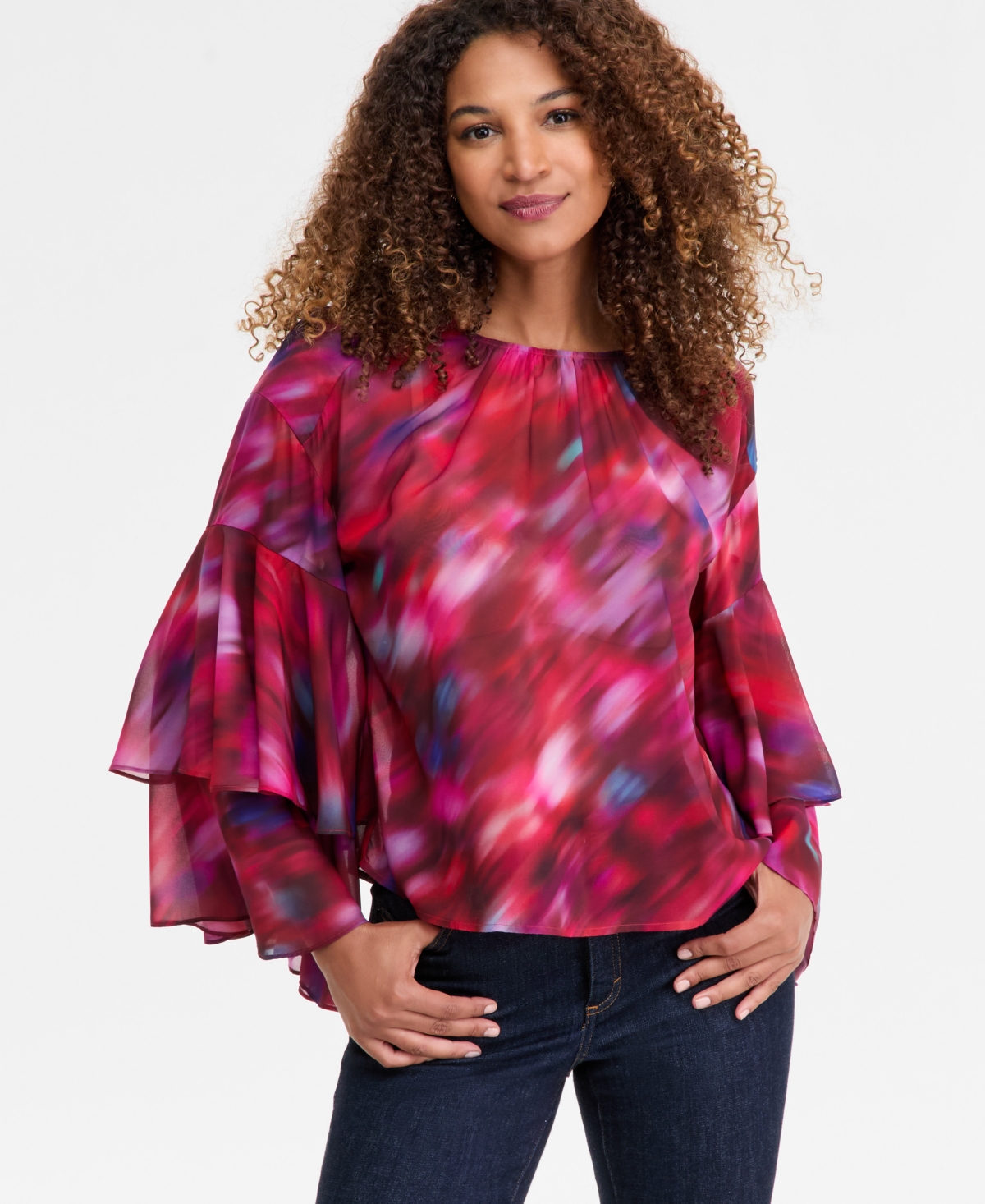 Click here for I.n.c. International Concepts Womens Printed Ruffl... prices