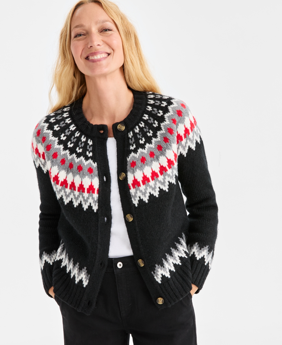 Click here for Style & Co Womens Fair Isle Cardigan  Macys Exclus... prices