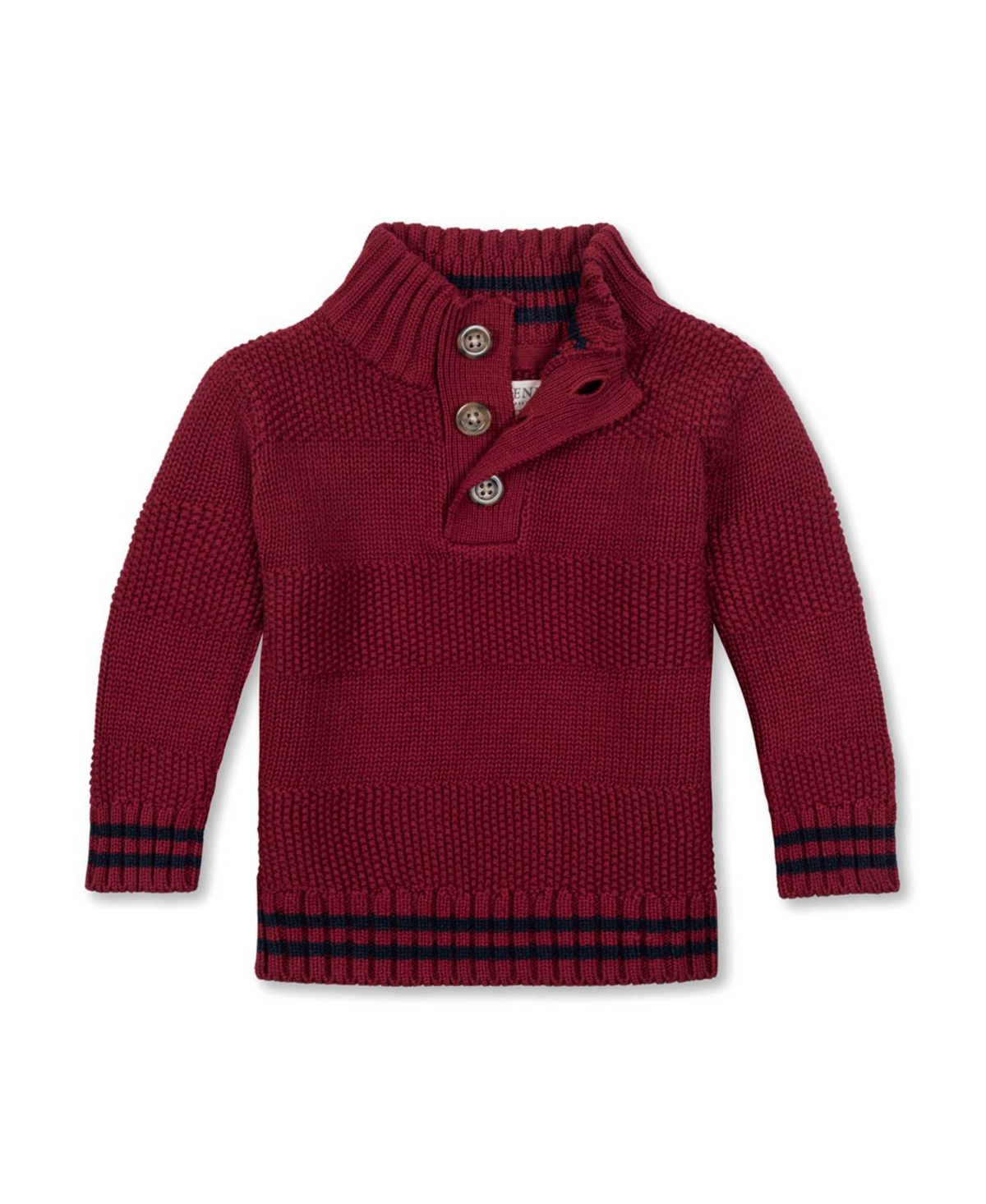Hope & Henry Baby Boys Organic Mock Neck Stripe Sweater - Dark red