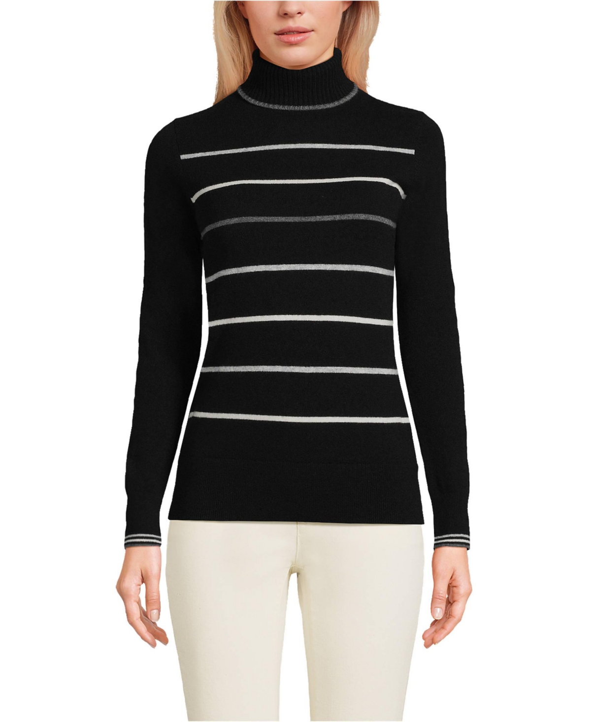 Click here for Lands End Womens Turtleneck Sweater - Black herita... prices