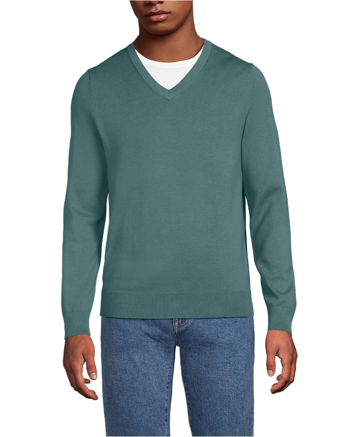 Click here for Lands End Big & Tall Fine Gauge Cotton V Neck Swea... prices
