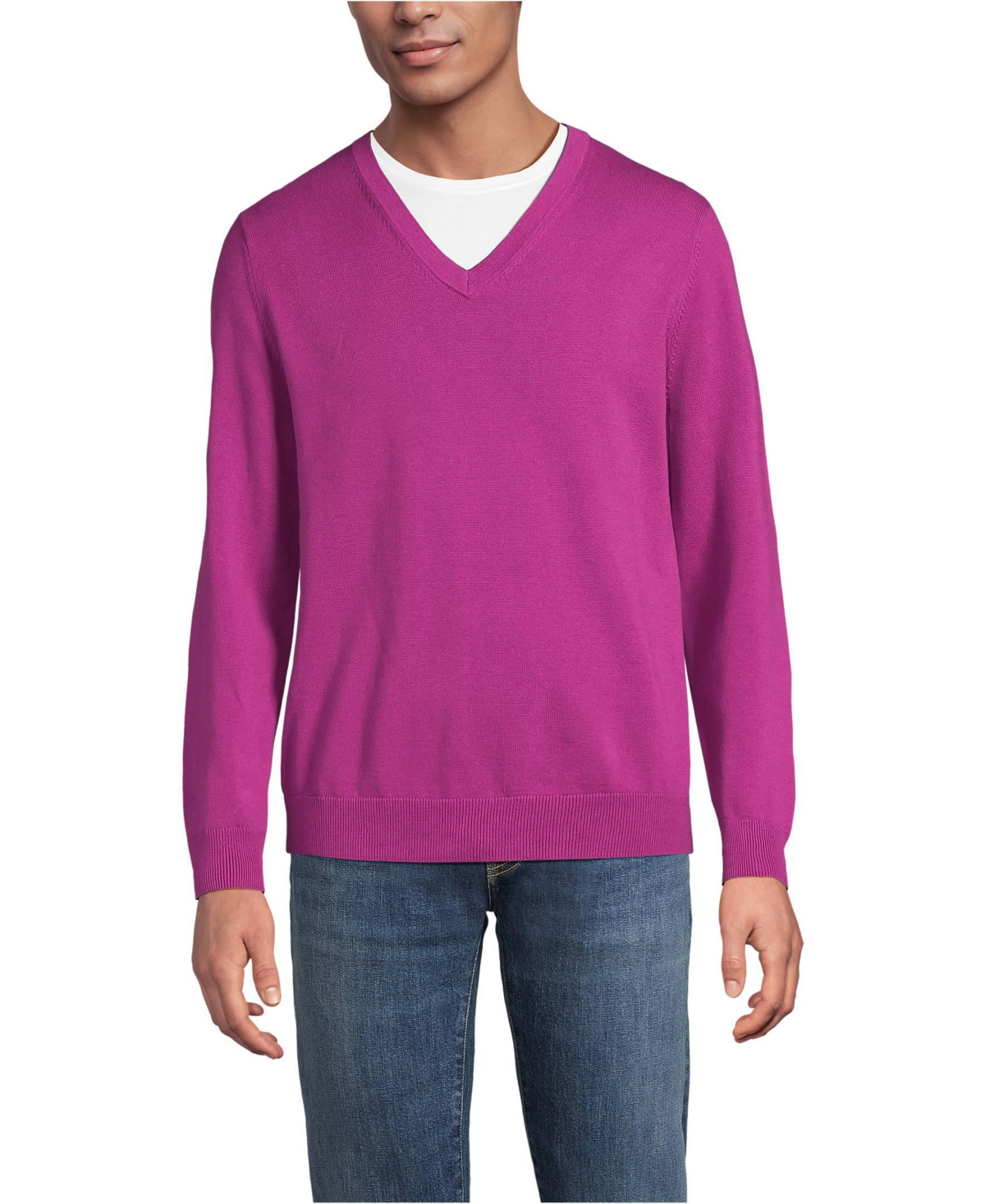 Click here for Lands End Big & Tall Fine Gauge Cotton V Neck Swea... prices