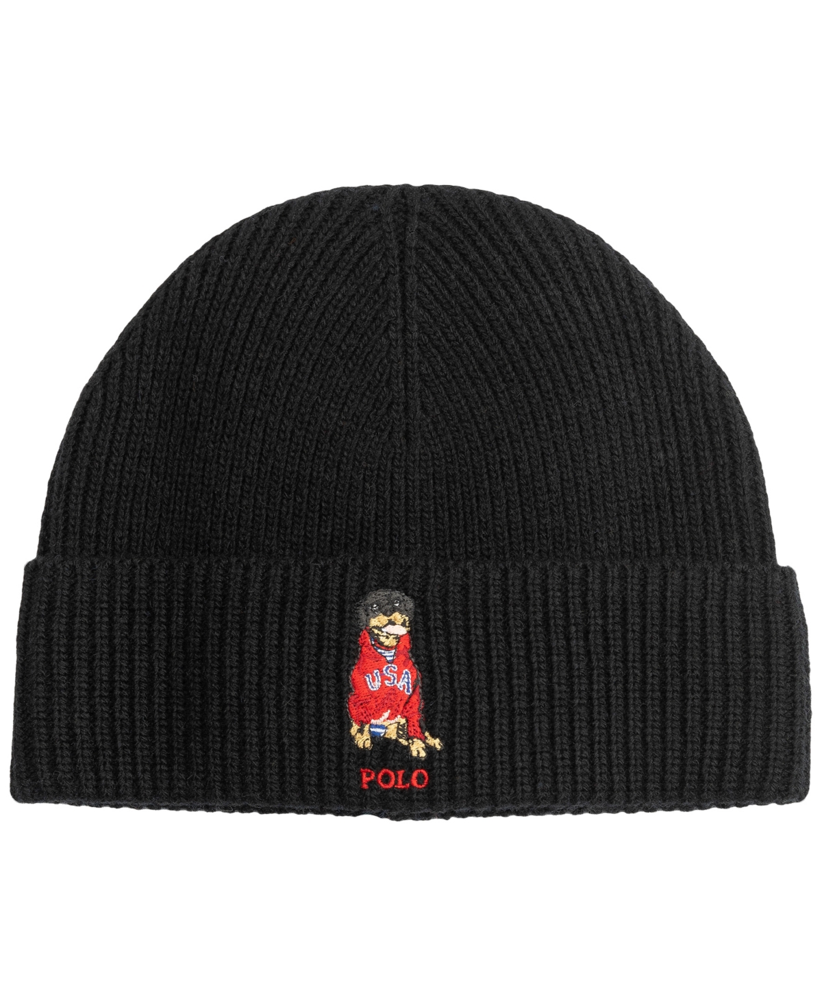 Polo Ralph Lauren Mens Usa Dog Beanie - Black