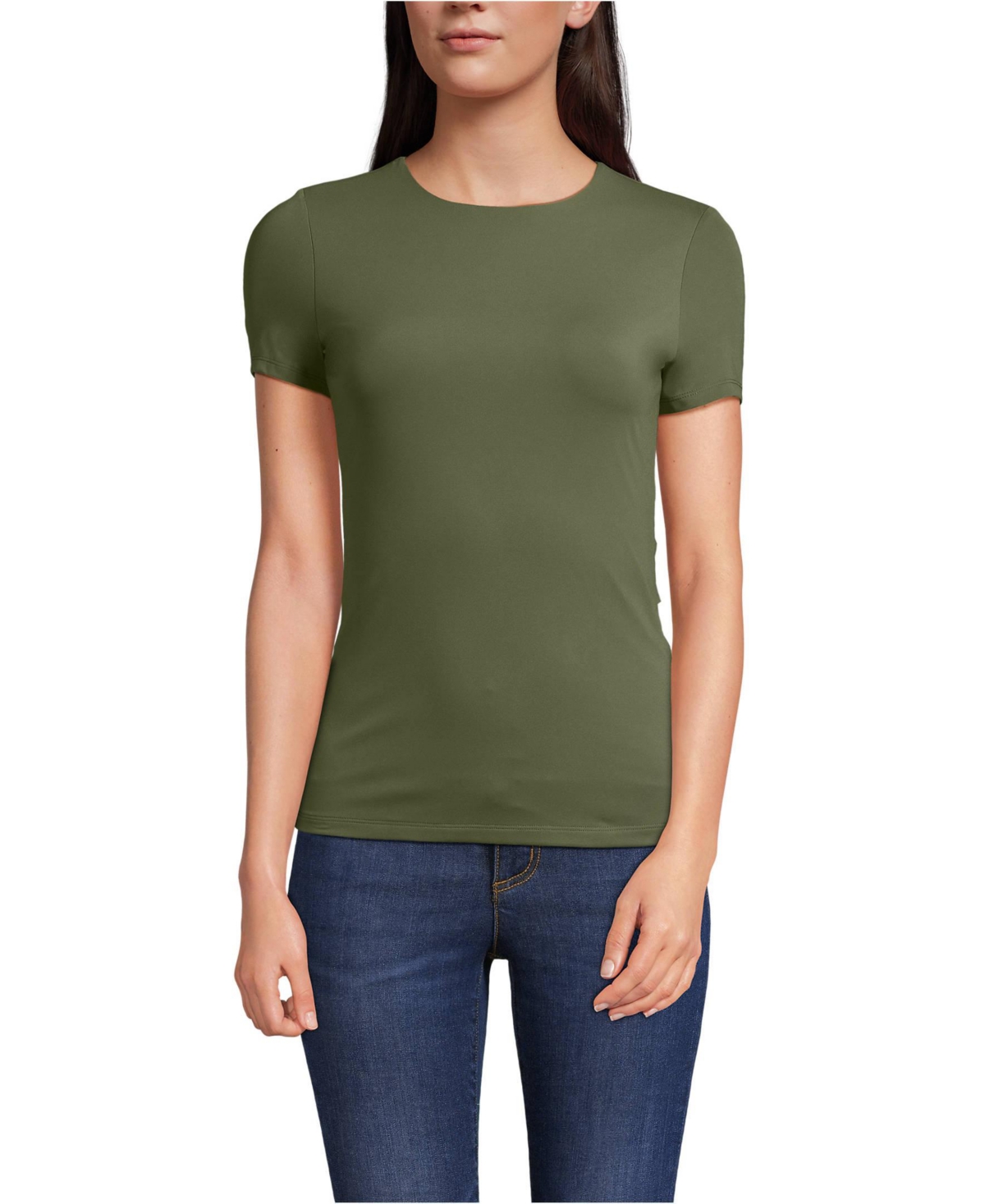 Click here for Lands End Womens Short Sleeve Tugless Double Layer... prices
