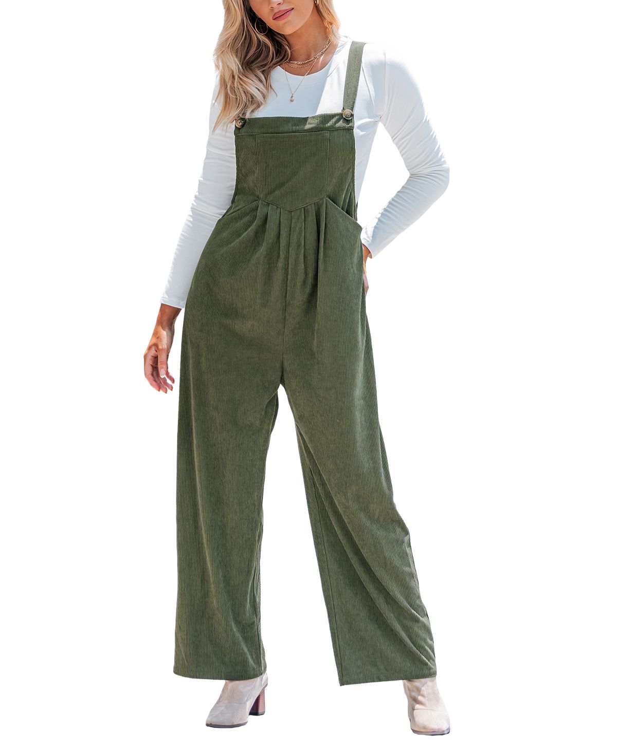 Click here for Cupshe Womens Chic Corduroy Wide-Leg Overalls - Be... prices