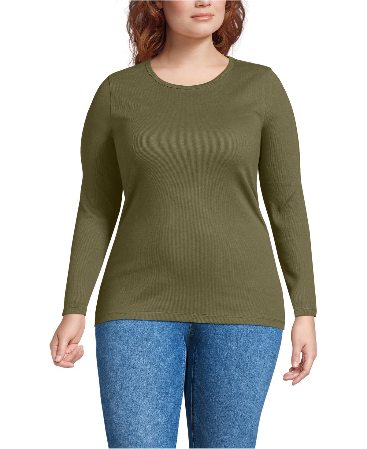 Click here for Lands End Womens Plus Size Long Sleeve Micro Rib T... prices