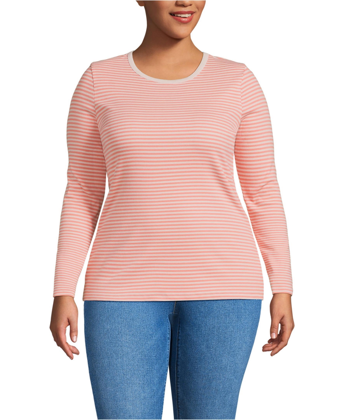 Click here for Lands End Womens Plus Size Long Sleeve Micro Rib T... prices