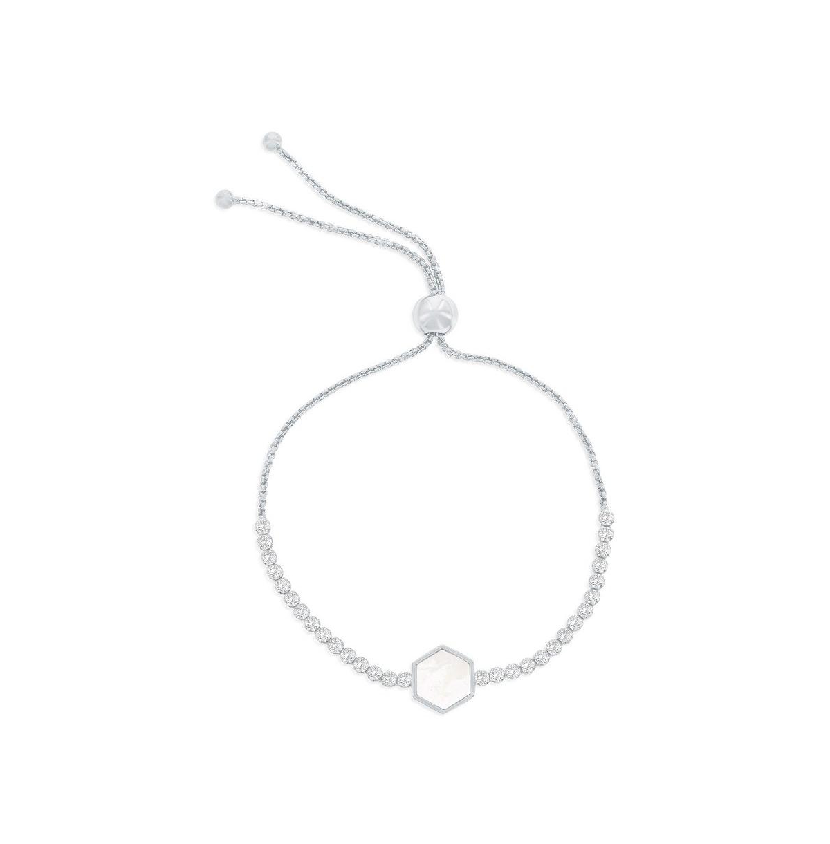 Click here for Sterling Silver  Hexagon Mop Center  Cz Adjustable... prices