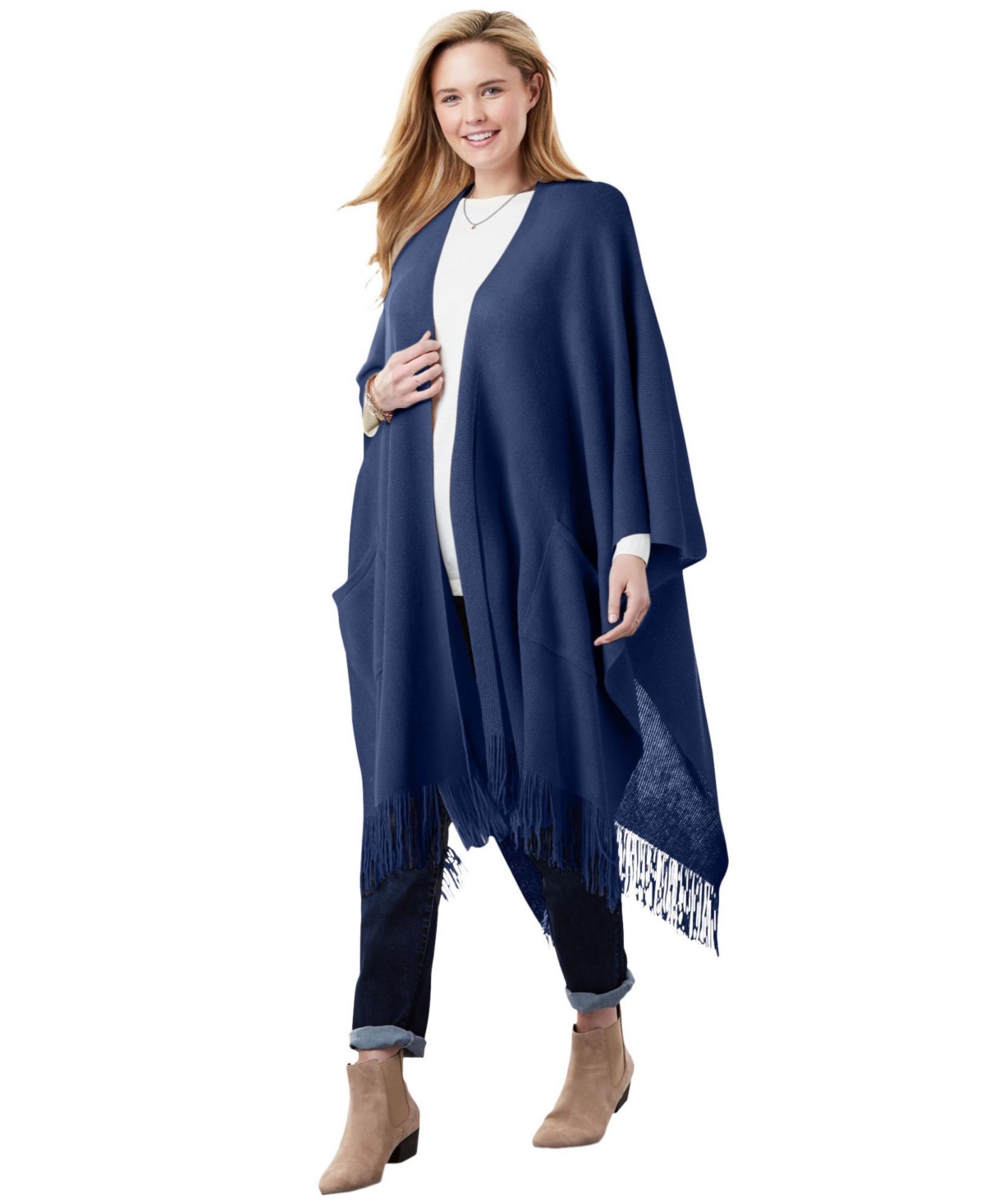 Click here for Woman Within Womens Within Fringed Cape - Evening... prices