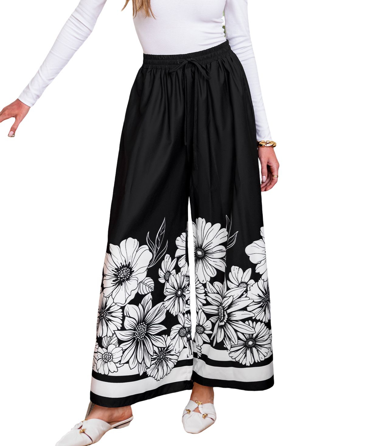 Click here for Cupshe Womens Little Joy Floral Pants - White prices