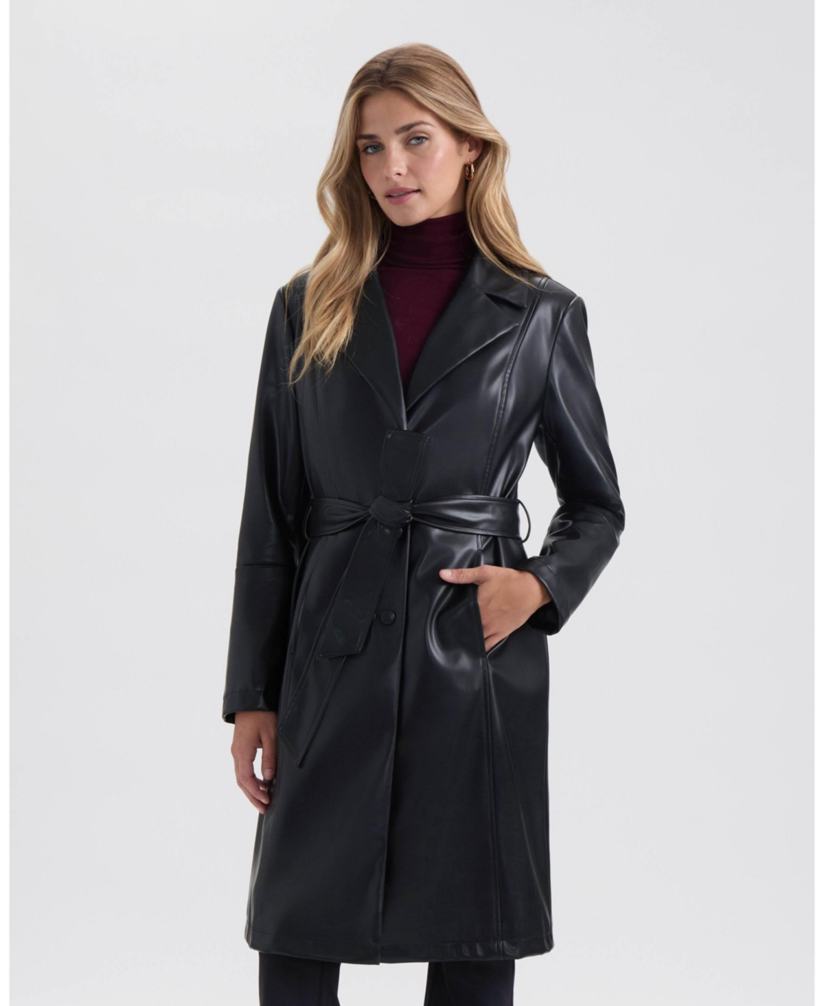 Click here for Ellen Tracy Womens Single Breasted Faux Leather Tr... prices