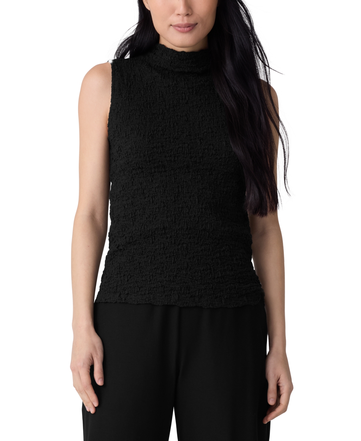 Click here for Eileen Fisher Womens Funnel Neck Tank Top - Black prices