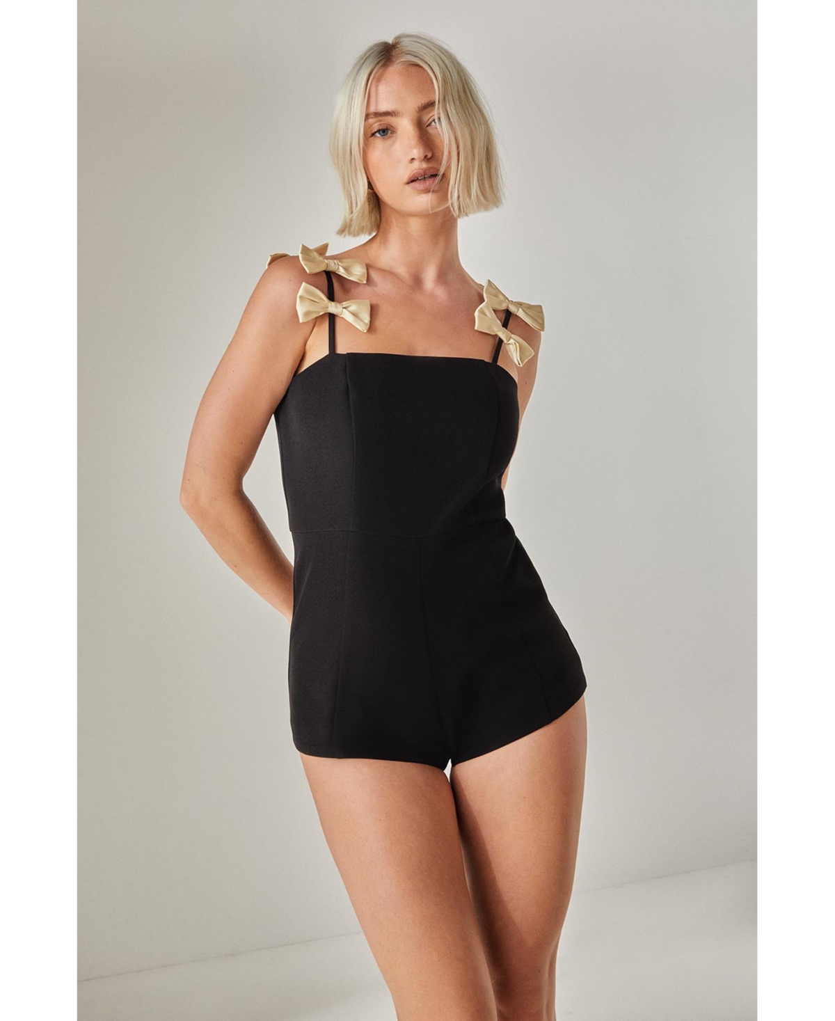 Click here for Nasty Gal Womens Contrast Bow Tailored Romper Play... prices