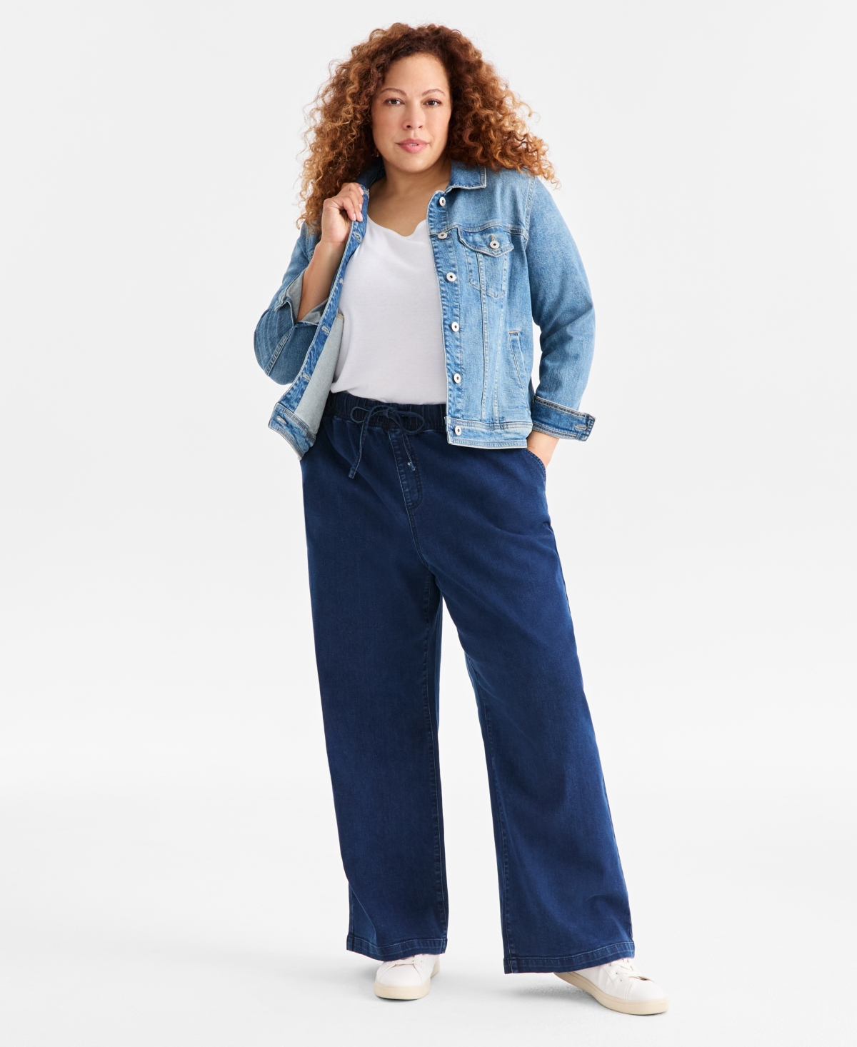 Click here for Style & Co Plus Size High-Rise Pull-On Wide-Leg Je... prices