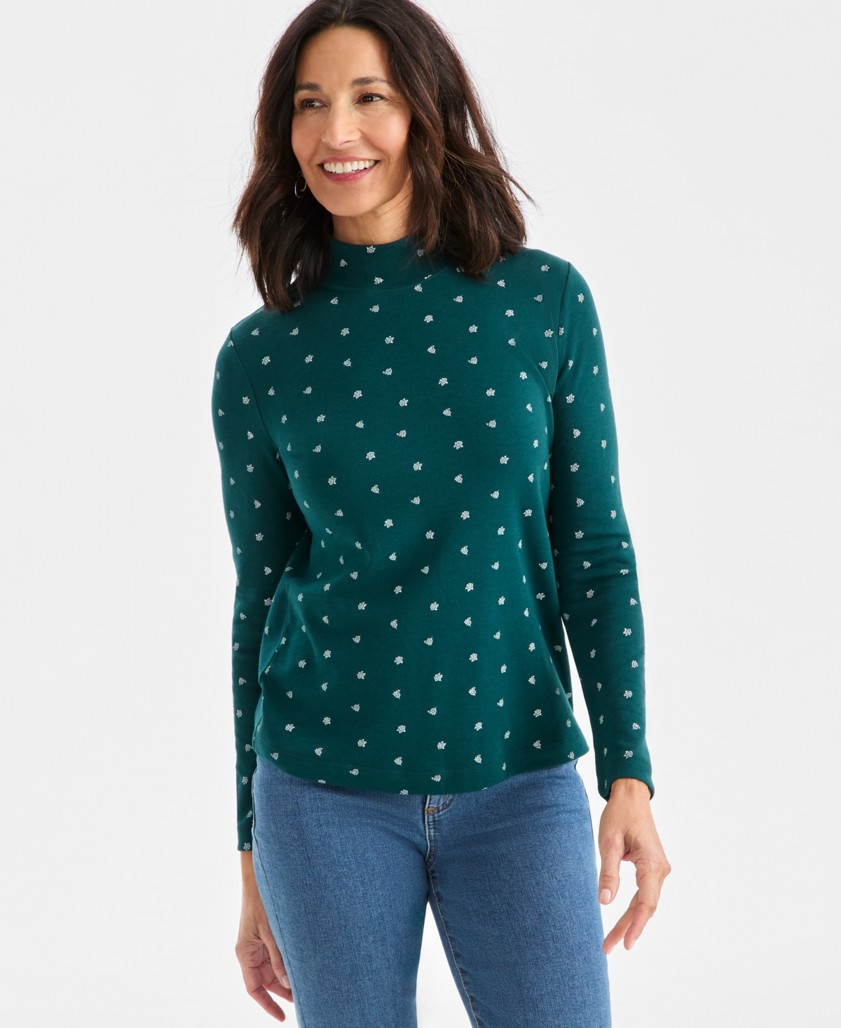 Click here for Style & Co Womens Printed Mock-Neck Knit Top  Macy... prices