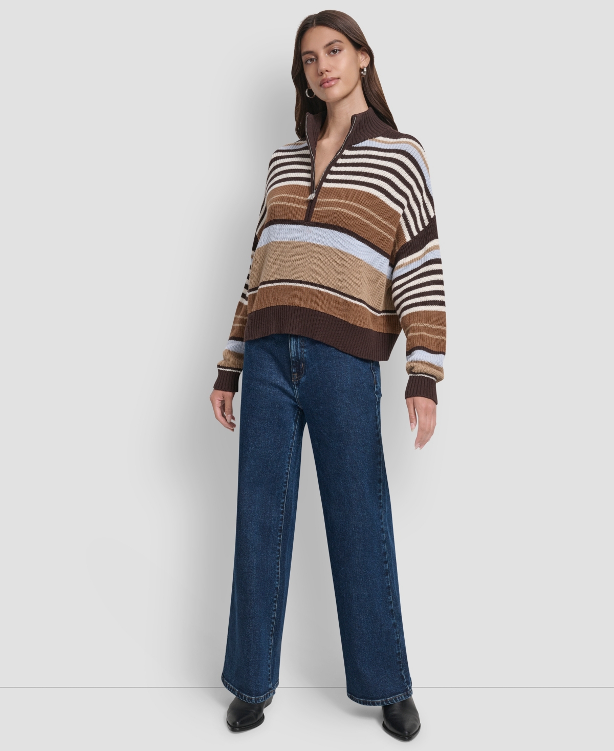 Click here for Dkny Jeans Womens Striped Sweater - Espresso Combo prices