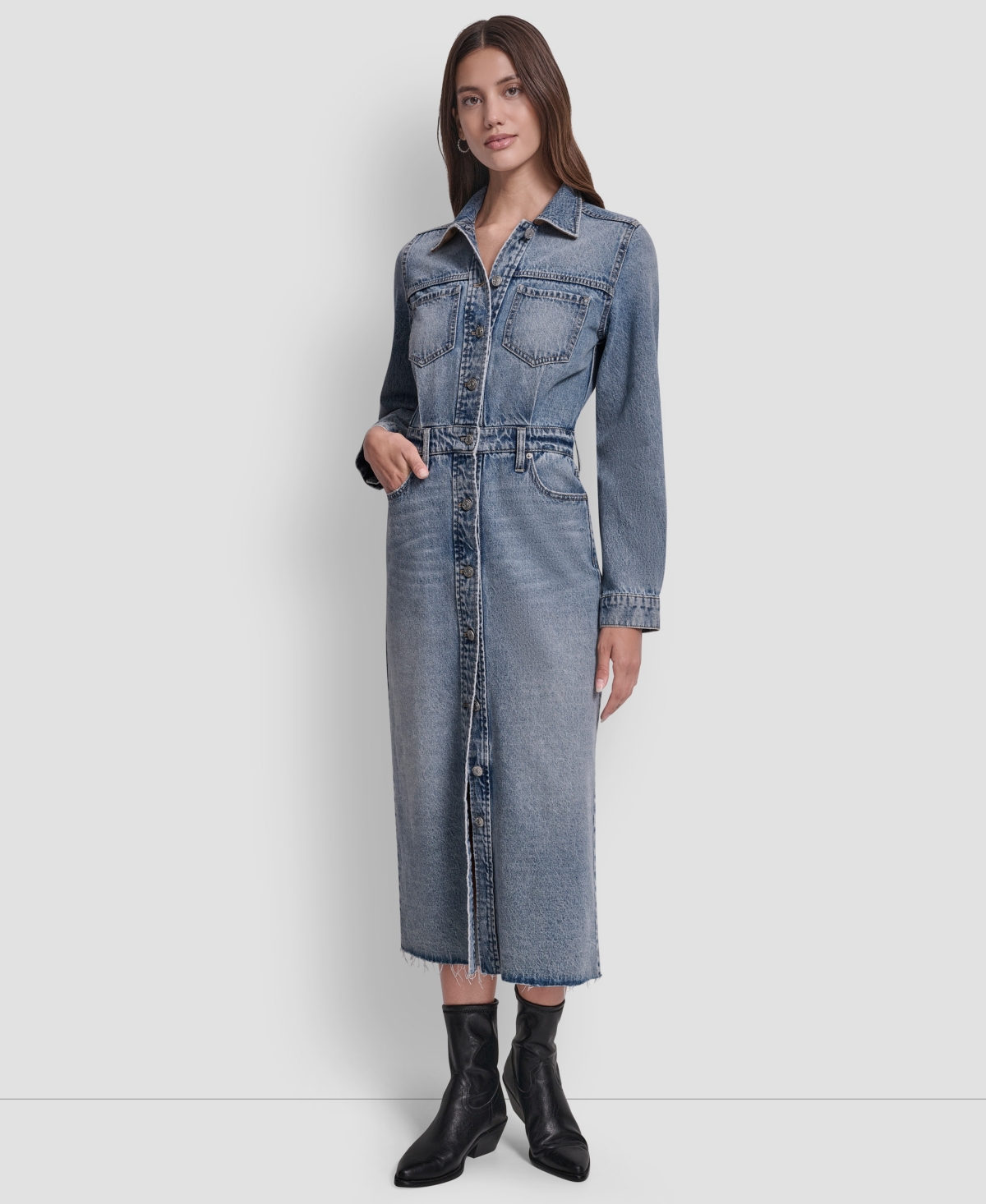 Click here for Dkny Jeans Womens Button Front Midi Dress - Park S... prices