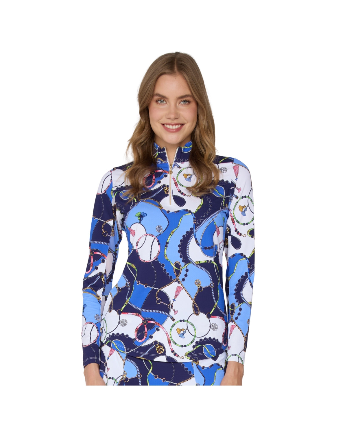 Click here for G Lifestyle Long Sleeve Mock Neck Top - Blue Link prices