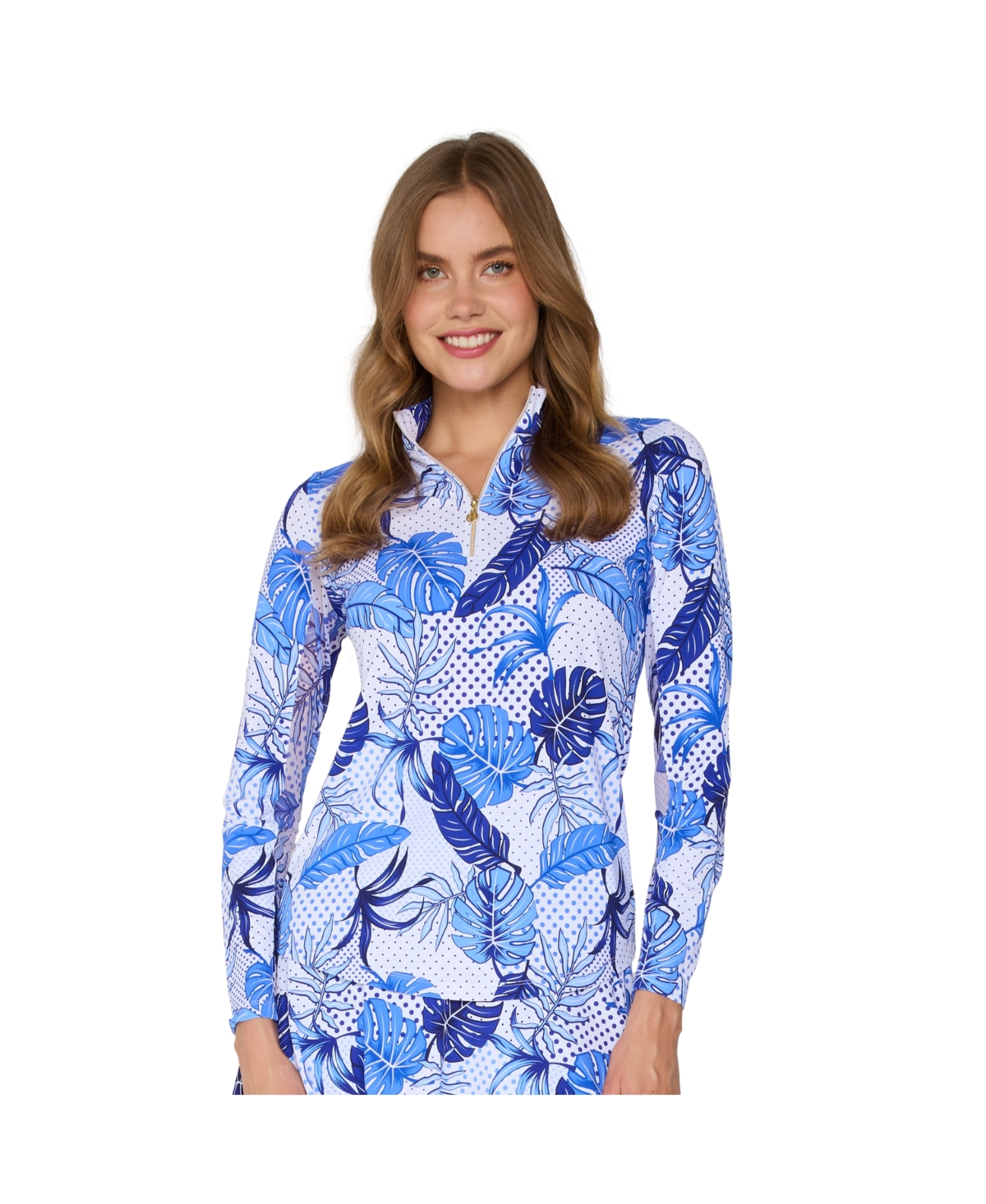 Click here for G Lifestyle Long Sleeve Mock Neck Top - Blue Oasis prices
