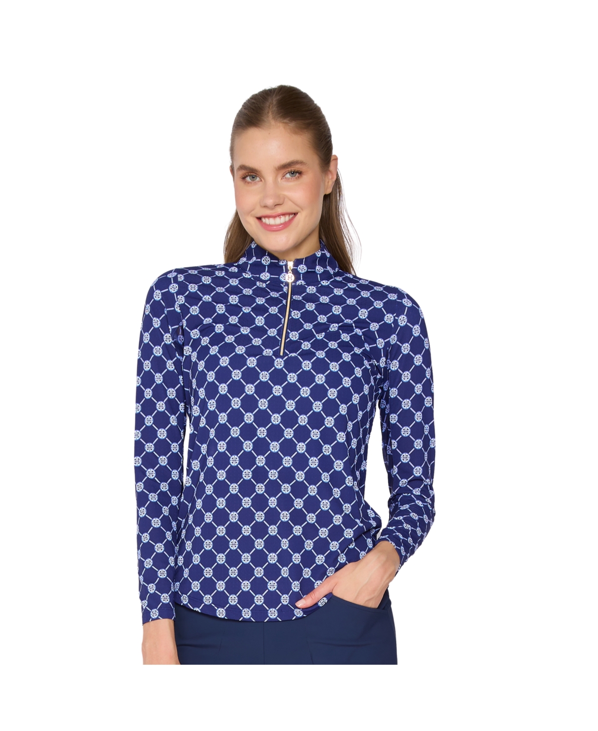 Click here for G Lifestyle Long Sleeve Mock Neck Top - Navy Lifes... prices