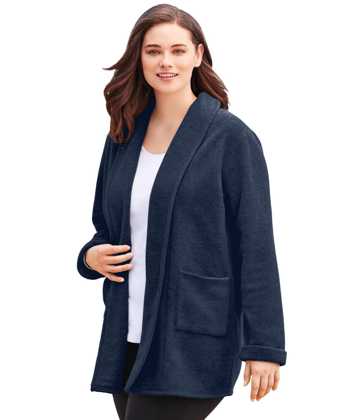 Click here for Woman Within Plus Size Within Microfleece Cardigan... prices